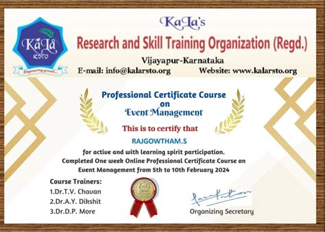 Raj Gowtham On Linkedin Happy To Share A Professional Certificate Course On Event Management