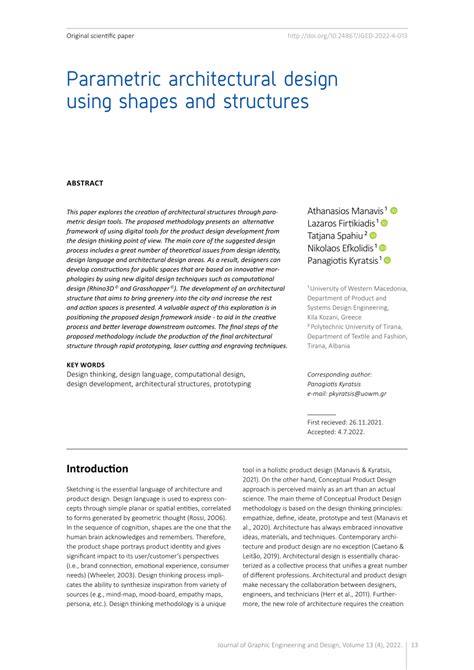 PDF Parametric Architectural Design Using Shapes And Structures