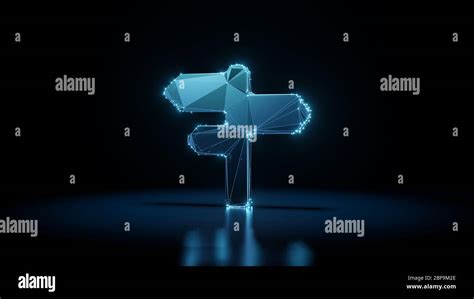 3d Rendering Wireframe Digital Techno Neon Glowing Symbol Of Three Maps