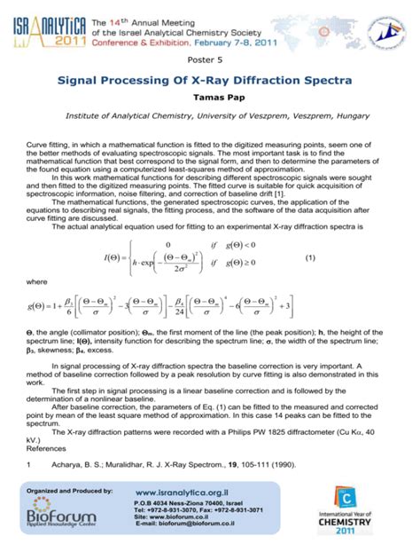 Signal Processing Of X Ray Diffraction Spectra