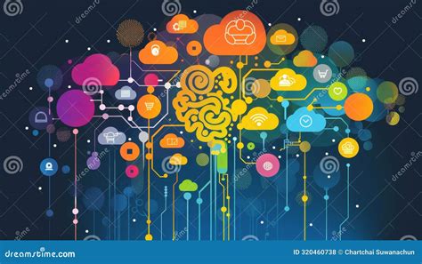 Digital Brain Made Of Colorful Data Streams Connecting Cloud Concept Of Innovation By Ai