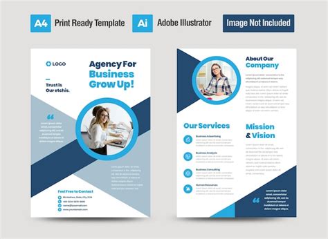 기업 비즈니스 전단지 디자인 또는 유인물 및 전단지 디자인 또는 마케팅 시트 브로셔 디자인 프리미엄 벡터