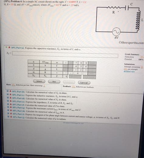 Solved (10%) Problem 4: In a simple AC circuit shown on the | Chegg.com