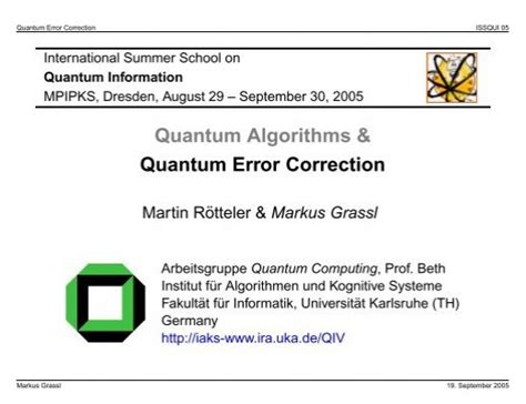 Quantum Error Correcting Codes