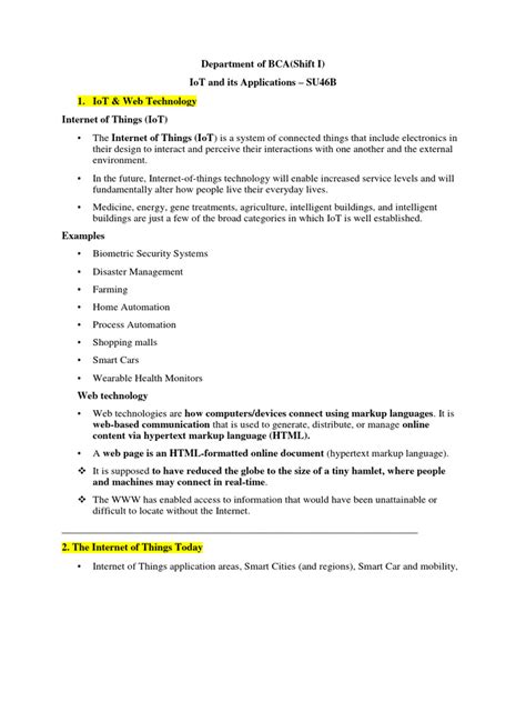 Iot Unit1 Pdf Internet Of Things Computer Network