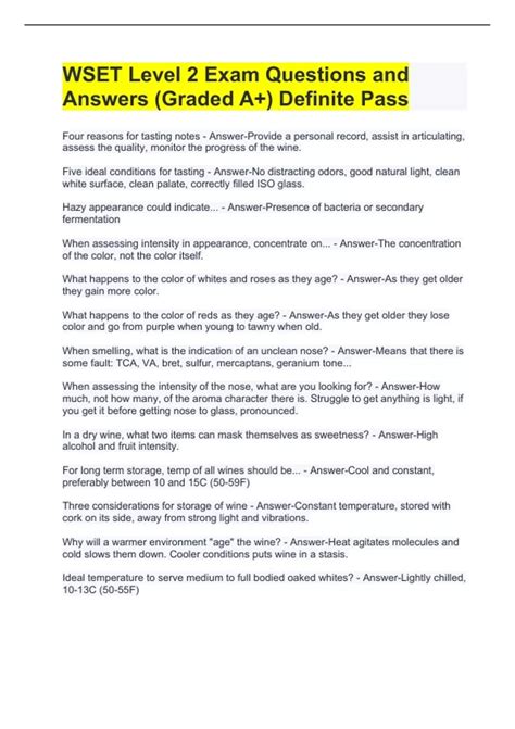 Wset Level 2 Exam Questions And Answers Graded A Definite Pass Wset Level 2 Stuvia Us