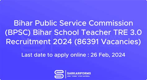 Bihar Public Service Commission Bpsc Bihar School Teacher Tre 30 Recruitment 2024 86391