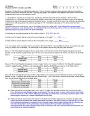 Genetics Problem Set 2014 A Key AP Biology Problem Set 5A Genetics And DNA Name Period 1 2 3