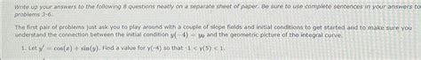 solved write up your answers to the following 8 ﻿questions