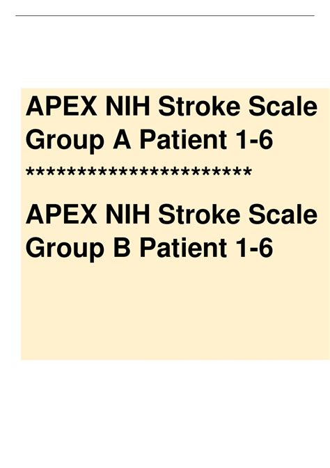 Apex Nih Stroke Scale Group A Patient 1 6 Apex Nih Stroke Scale Group B