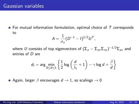 Deep Learning Opening Workshop Robust Information Bottleneck Poh Ling Loh August 12 2019 Ppt