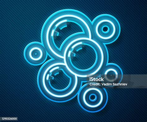 빛나는 네온 라인 비누 물 거품 아이콘 은 파란색 배경에 격리 벡터 공 스포츠 장비에 대한 스톡 벡터 아트 및 기타 이미지 공 스포츠 장비 구 기포 Istock