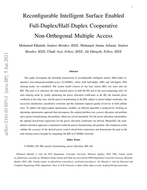 Pdf Reconfigurable Intelligent Surface Enabled Full Duplex Half