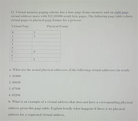 Solved 13 Virtual Memory Paging Scheme Has A Four Page