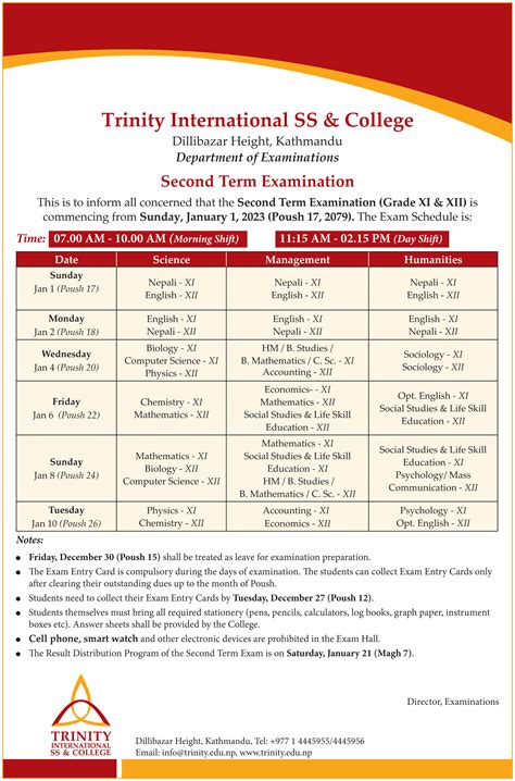Second Term Exam Routine 2079