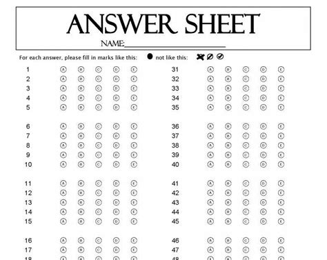 Download Free Multiple Choice Answer Sheet Template In Pdf Format
