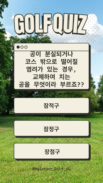 공이 분실되거나 코스 밖으로 떨어질 염려가 있는 경우 교체하여 치는 공을 무엇이라 부르죠 Golf Golfquiz