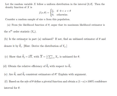 Let The Random Variable X Follow A Uniform Chegg