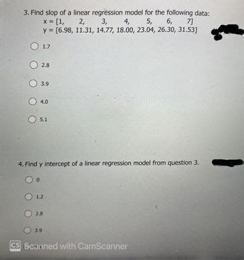 Answered Find Y Intercept Of A Linear Regression Model From Question O CS