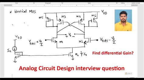 Analog Circuit Design Interview Question Find Differential Gain Amit Bar Youtube