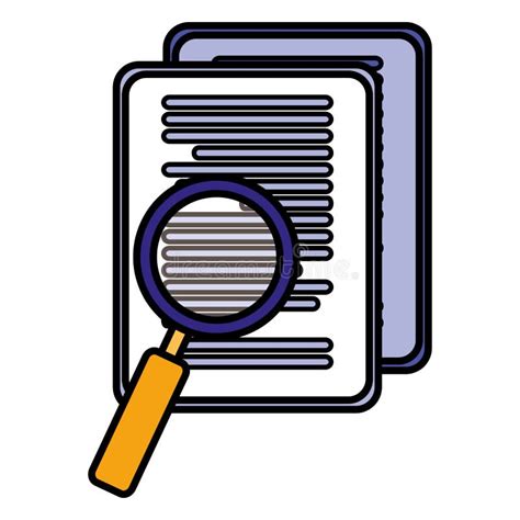 Paper Document With Magnifying Glass Stock Vector Illustration Of