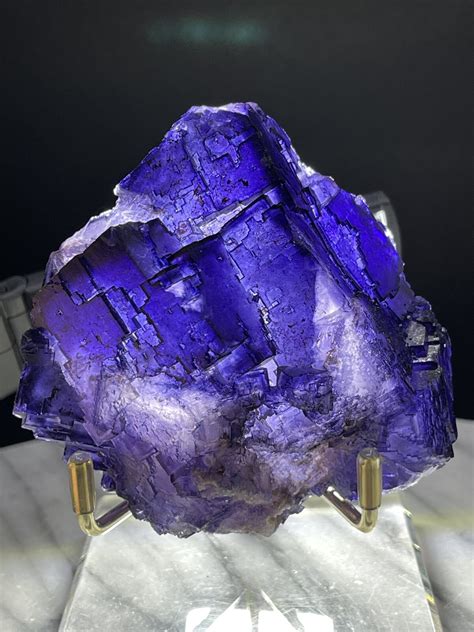 Dark Purple Stepped Fluorite From Mexico Kouklas Crystals
