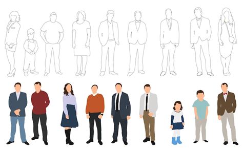 Premium Vector Vector Illustration Collection Of People And Outlines