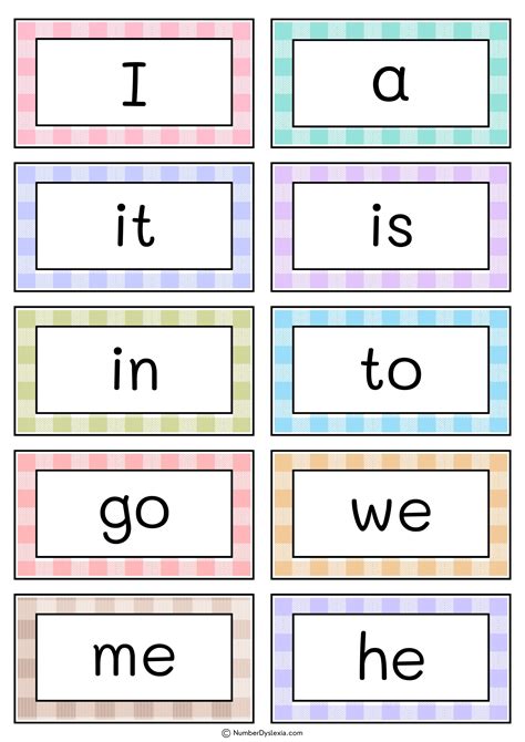 Printable Sight Words List And Flashcards For Kindergarten Number Dyslexia