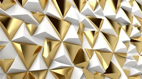 3d Render Of Triangular Abstract Background With Exquisite White And Gold Tiles Minimal