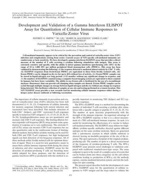 Pdf Development And Validation Of A Gamma Interferon Elispot Assay For Quantitation Of
