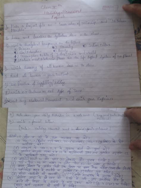 Holiday Homework Class 10th Pdf