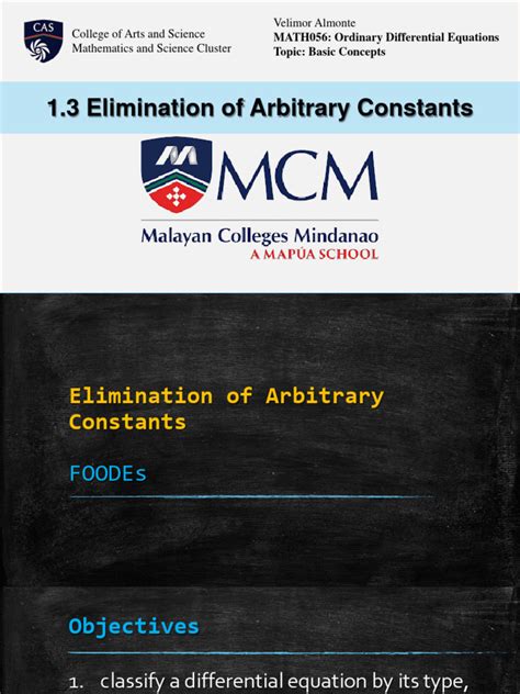 Elimination Of Arbitrary Constants Download Free Pdf Equations Differential Equations