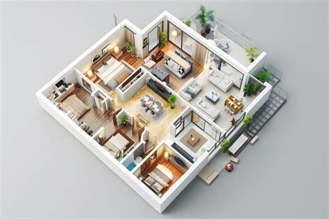 Modern Apartment 3d Floor Plan Illustration Stock Illustration