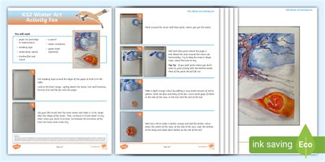 Ks2 Winter Fox Art Activity Teacher Made Twinkl