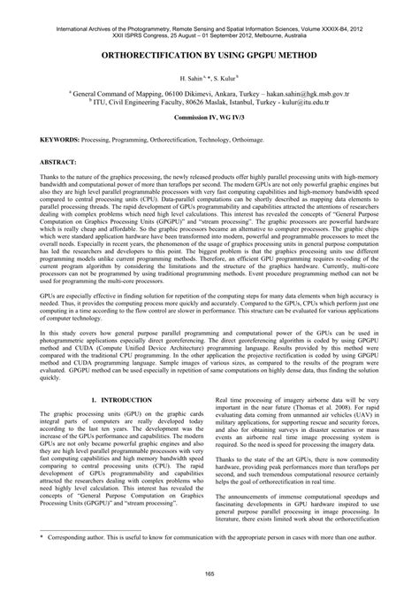 Pdf Orthorectification By Using Gpgpu Method
