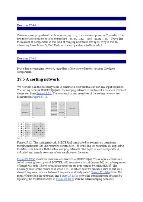 Algorithm Part 7 Sorting Networks Chapter 27 Exercises 27 4 Consider A Merging Network