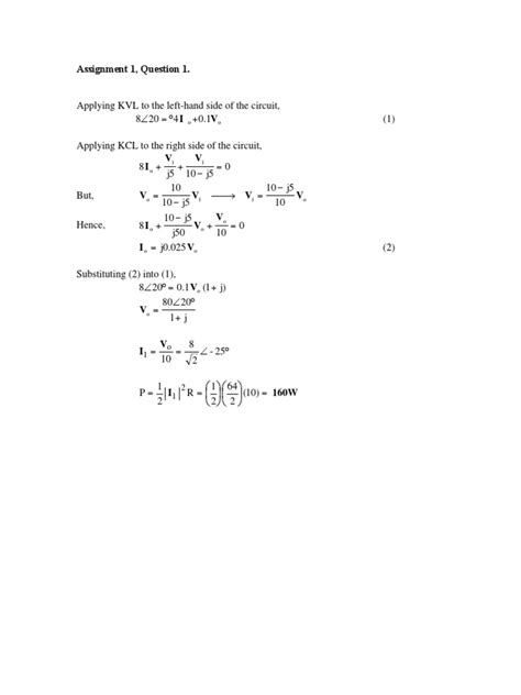 Assignment 1 Solution Pdf Electrical Engineering Electronic