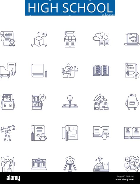 High School Line Icons Signs Set Design Collection Of Education Academy School Learning