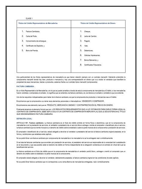 Clase1 Factura Cambiaria Segundo Parcial Pdf Factura Instrumento