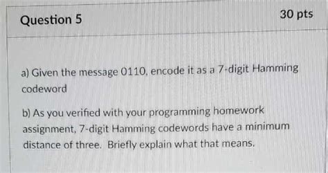 solved question 5a ﻿given the message 0110 ﻿encode it as a