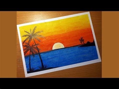 Cara Mudah Menggambar Dan Mewarnai Gradasi Pemandangan Sunset Dengan