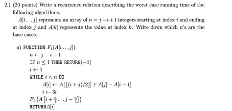 2 20 Points Write A Recurrence Relation