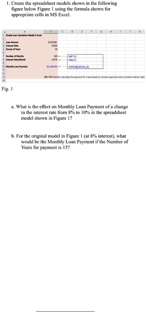 1 Create The Spreadsheet Models Shown In The Following Figure Below Figure 1 Using The Formula