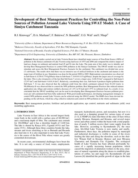 Pdf Development Of Best Management Practices For Controlling The Non Point Sources Of