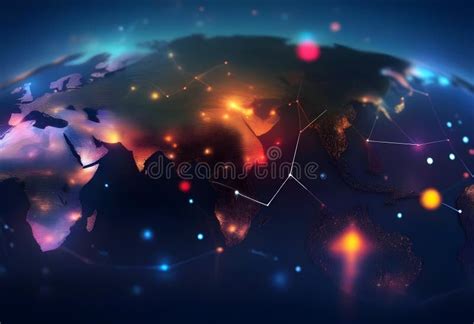 Panoramic Abstract Dot And Triangle Connection Background Stock