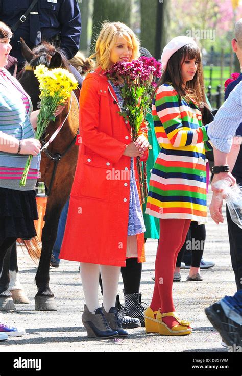 Lea Michele And Dianna Agron Filming On The Set Of Glee On Location At The Lincoln Center