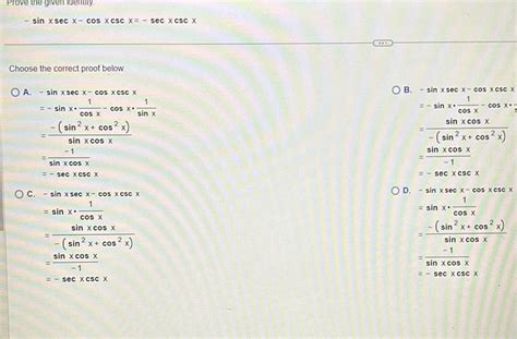 [answered] prove the given identity sin x sec x cos x csc x sec xcsc x