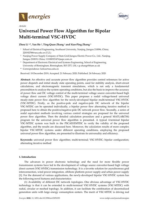pdf universal power flow algorithm for bipolar multi terminal vsc hvdc