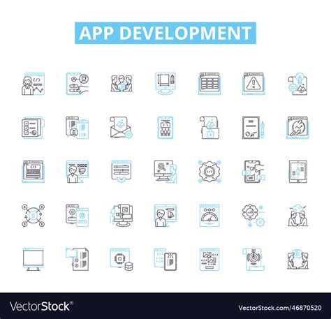 App Development Linear Icons Set Platform Vector Image