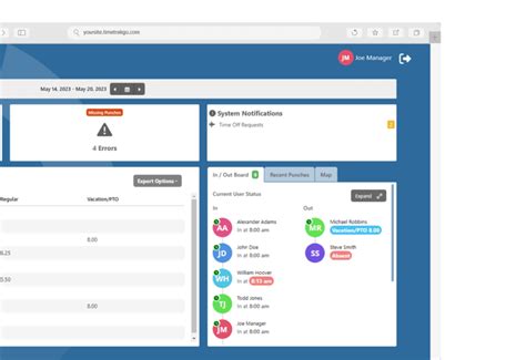 Employee Time Clock Software Dashboard Timetrakgo